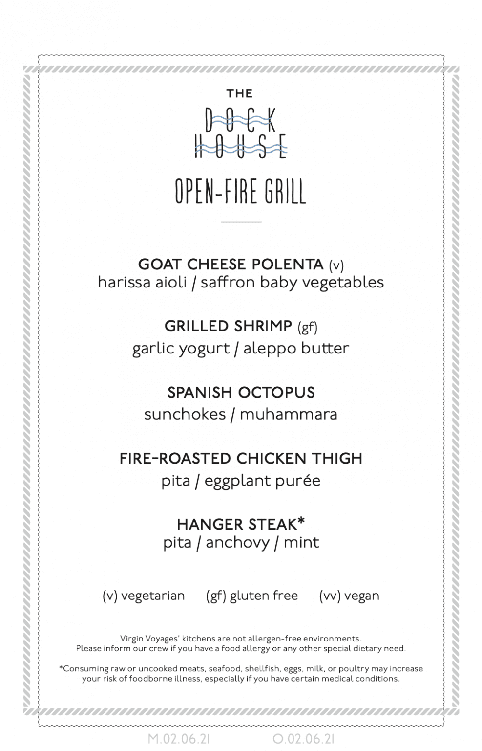 Virgin Voyages Menus - Dining and Bars UPDATED 2025 - Scarlet Lady Menus, Valiant Lady Menus ...