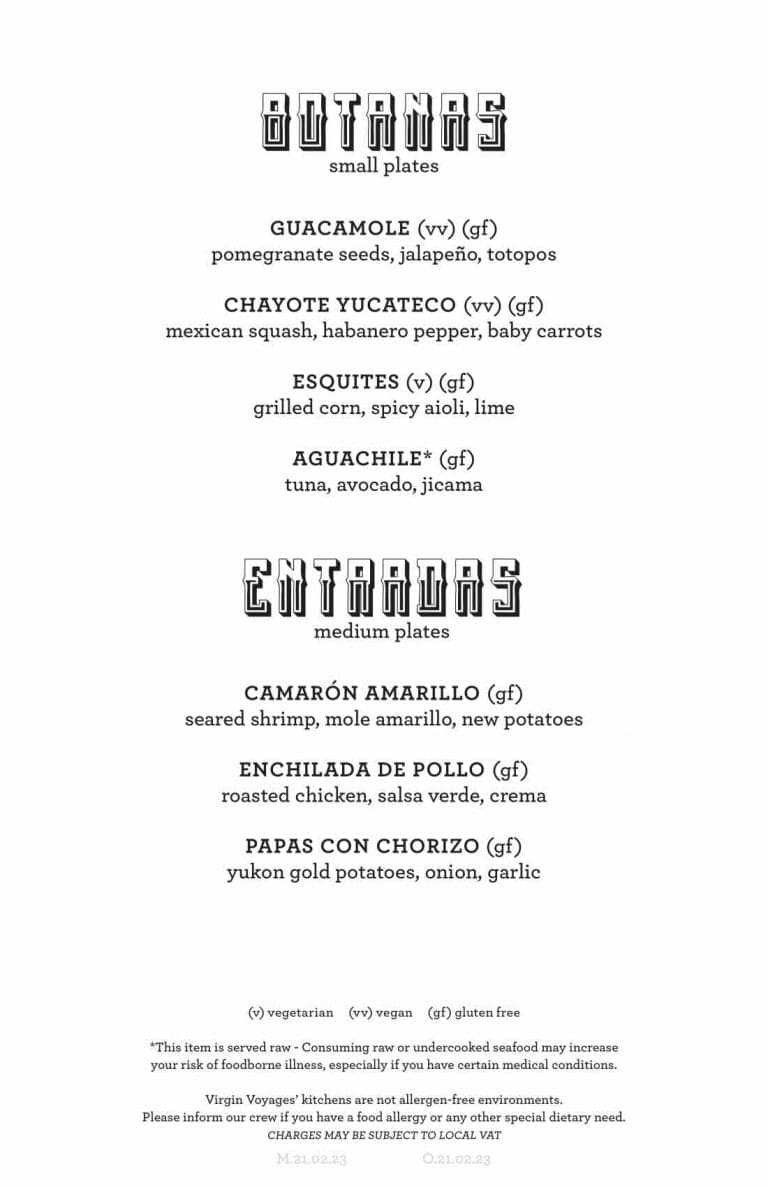 Resilient Lady New Menus | Virgin Voyages | Magical Traveller