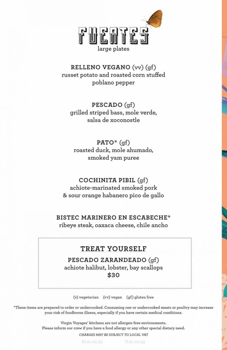 Resilient Lady New Menus | Virgin Voyages | Magical Traveller