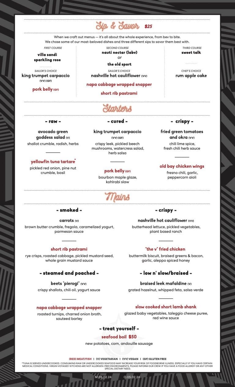 Virgin Voyages Drinks Prices, Bar Menus 2025 with Virgin Voyages Bar ...