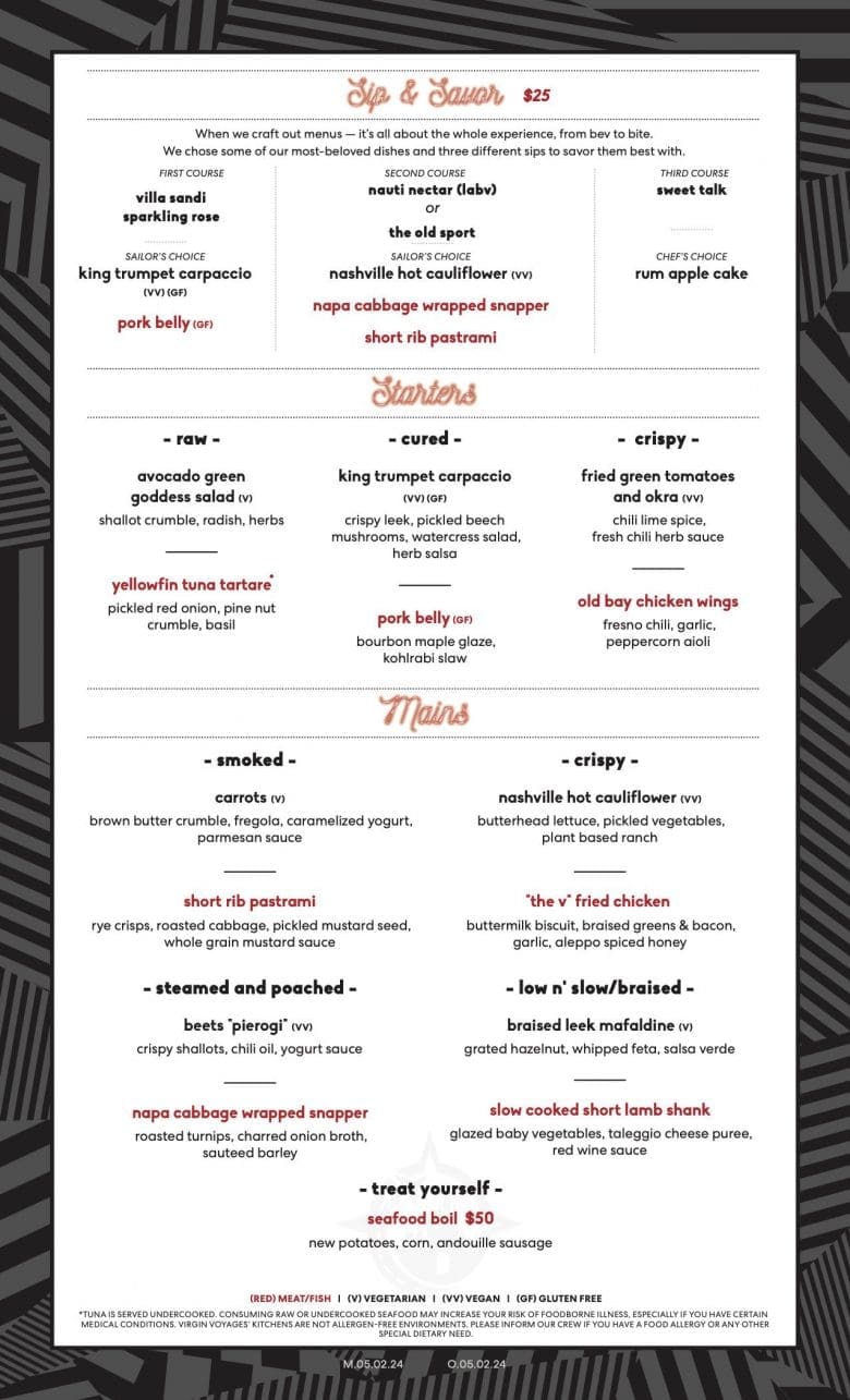 Our Honest Razzle Dazzle Review on Virgin Voyages (With Menus & Insider ...