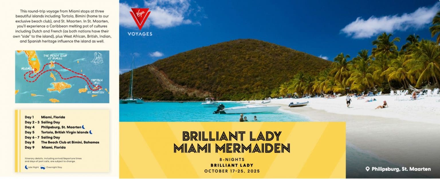 Brilliant Lady Itineraries Sailing from NYC, Miami, LA and Seattle 2025 ...