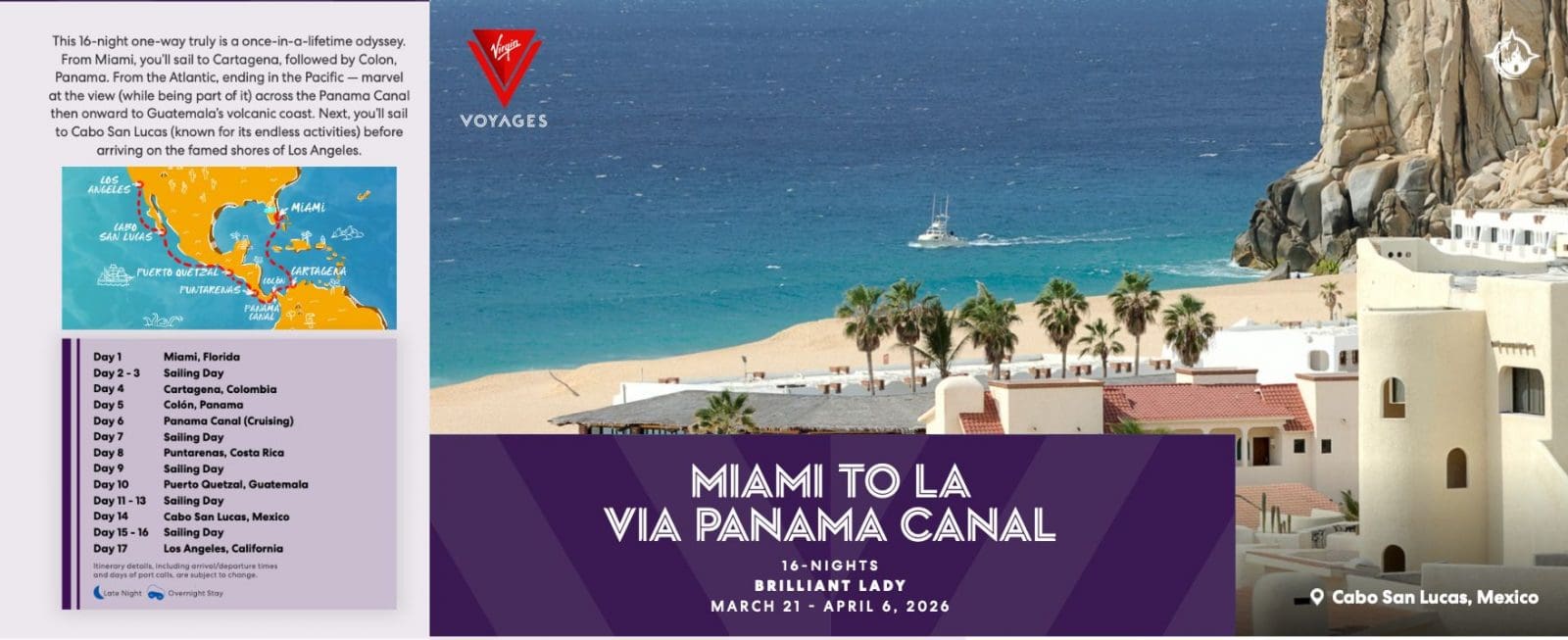 Brilliant Lady Itineraries Sailing from NYC, Miami, LA and Seattle 2025 ...